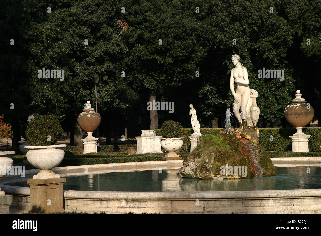 Sculptures and fountains in the grounds of the Borghese Palace in Rome ...