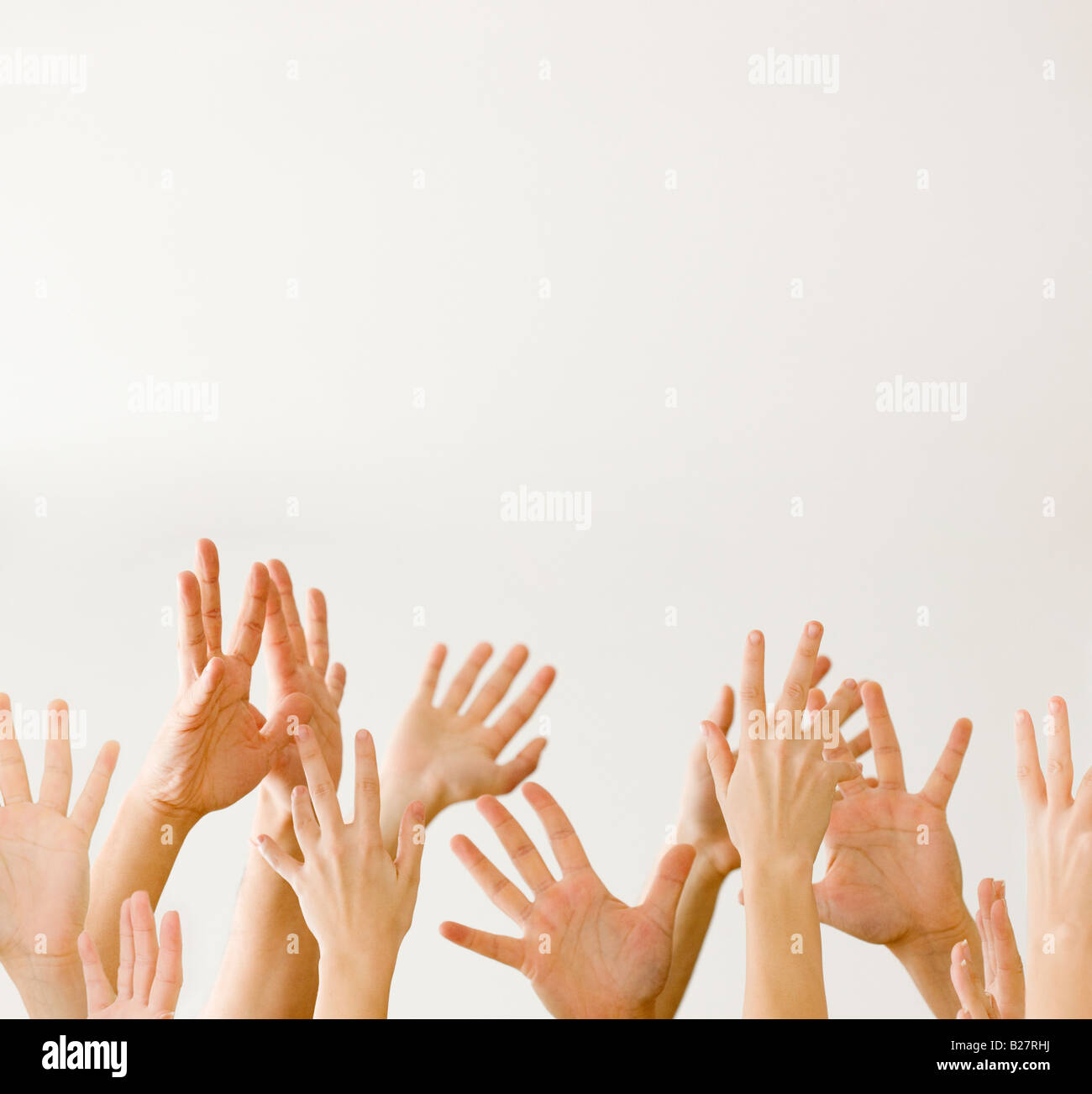 Assorted hands reaching up Stock Photo - Alamy