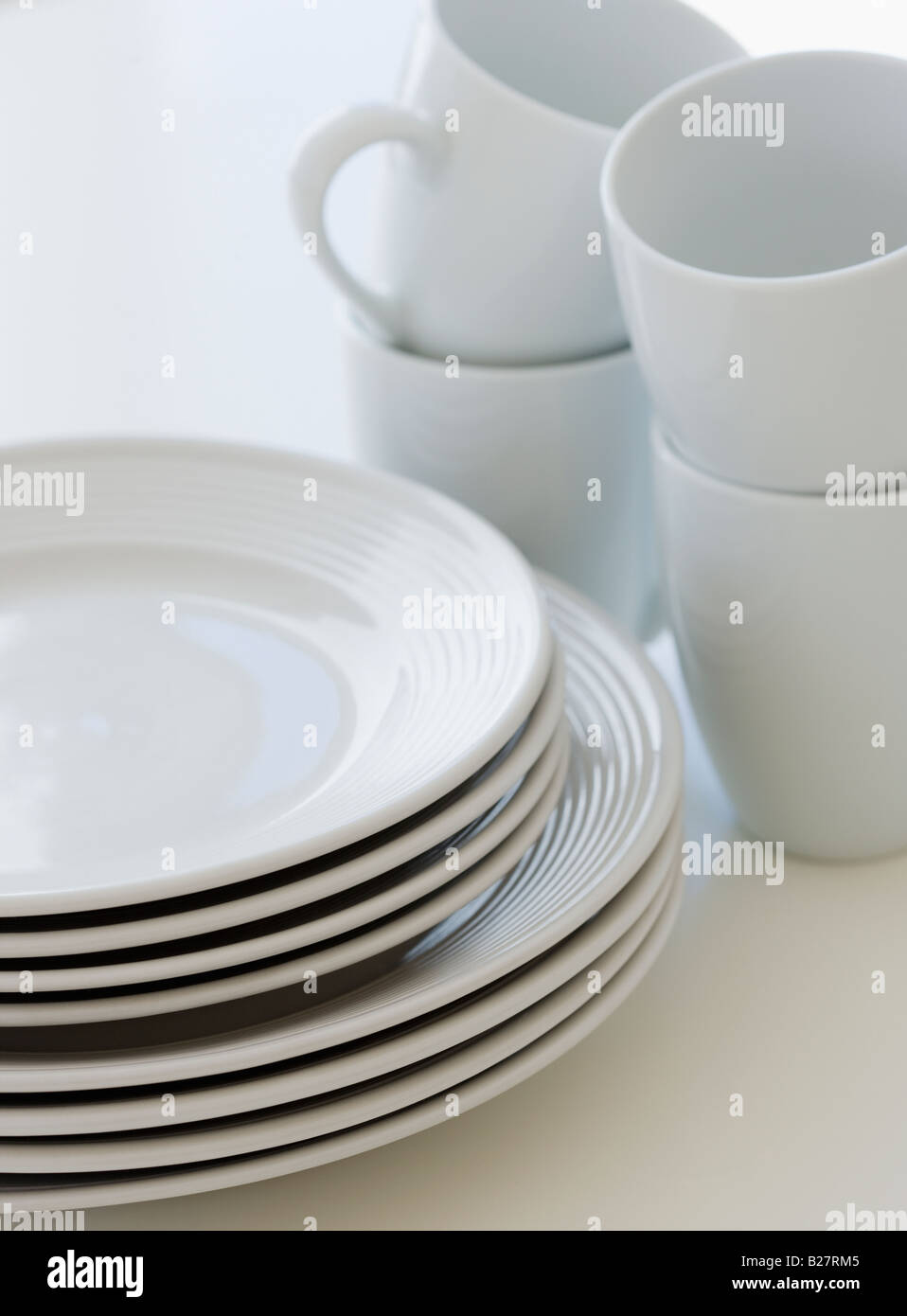 Stacks of plates and cups Stock Photo - Alamy