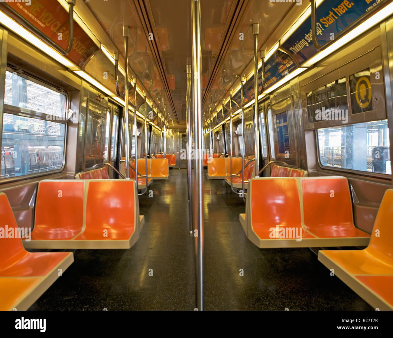 Interior of subway train, New York City, New York, United States Stock ...
