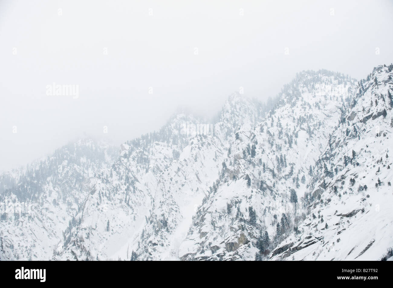 Snow covered mountains, Wasatch Mountains, Utah, United States Stock ...