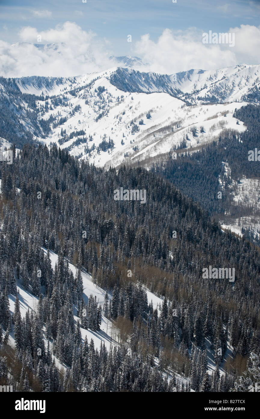 Snow covered mountains, Wasatch Mountains, Utah, United States Stock ...