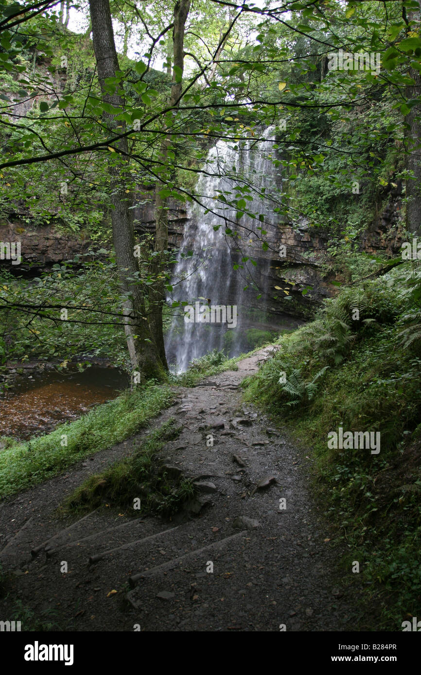 UK Wales Monmouthshire Henrhyd Waterfalls at Brecon Beacons National ...