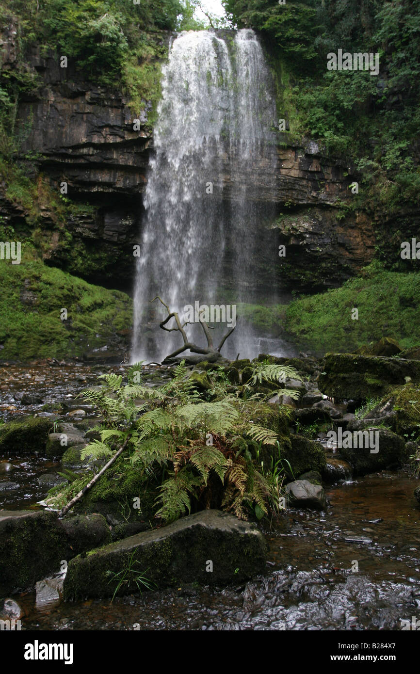 UK Wales Monmouthshire Henrhyd Waterfalls at Brecon Beacons National ...