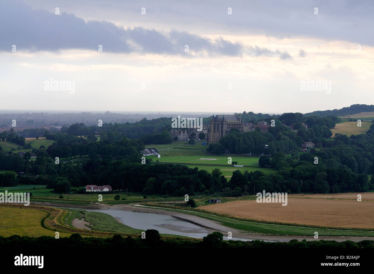 Evening View over River Adur Scene English Countryside Lancing College ...