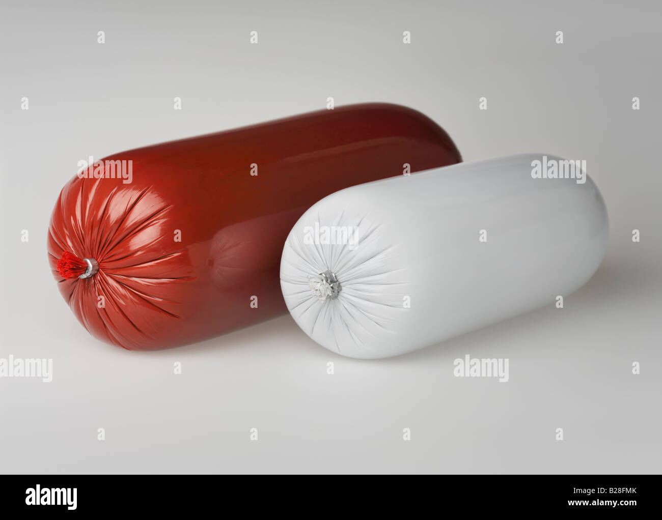Sausages with plastic casings Stock Photo - Alamy