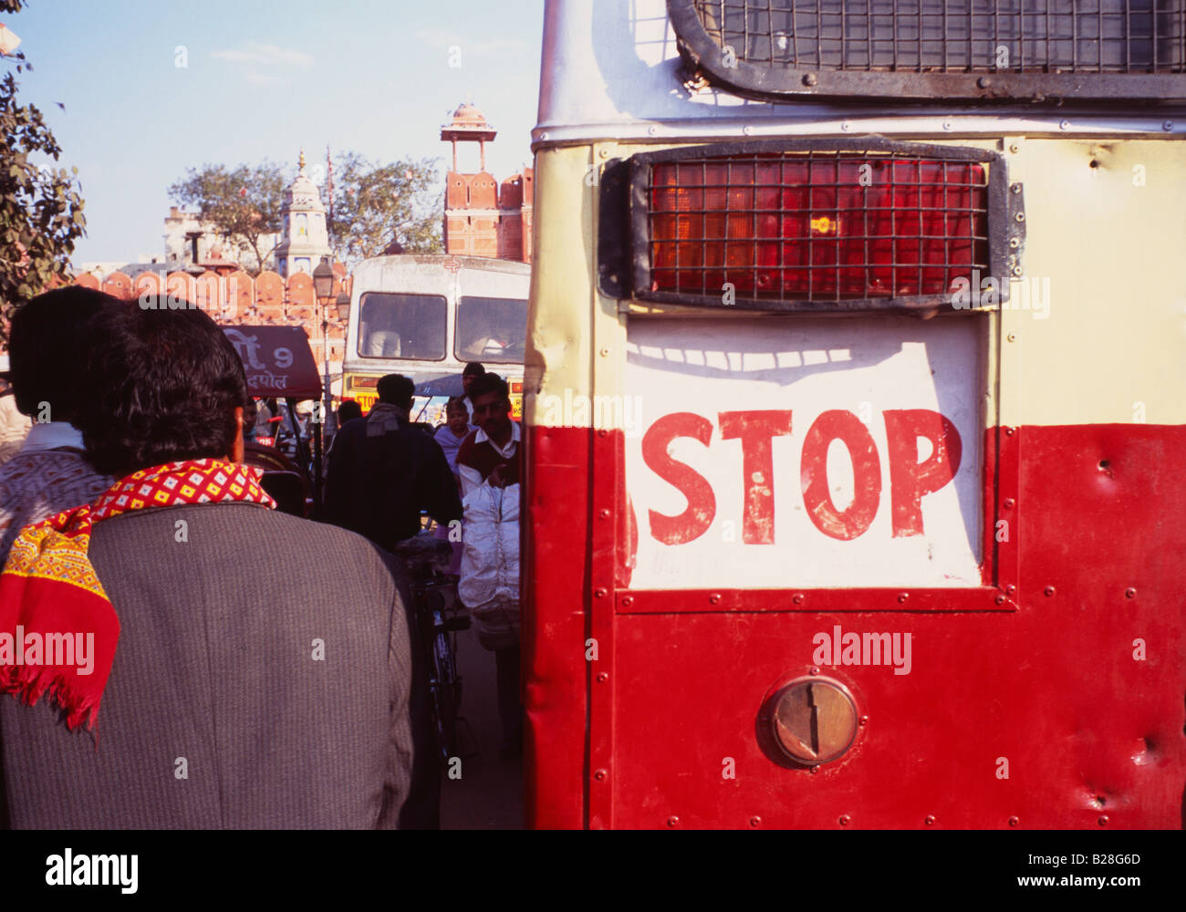 stop sign on old bus, India Stock Photo - Alamy