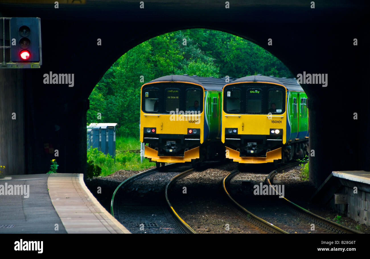 Two trains passing hi-res stock photography and images - Alamy