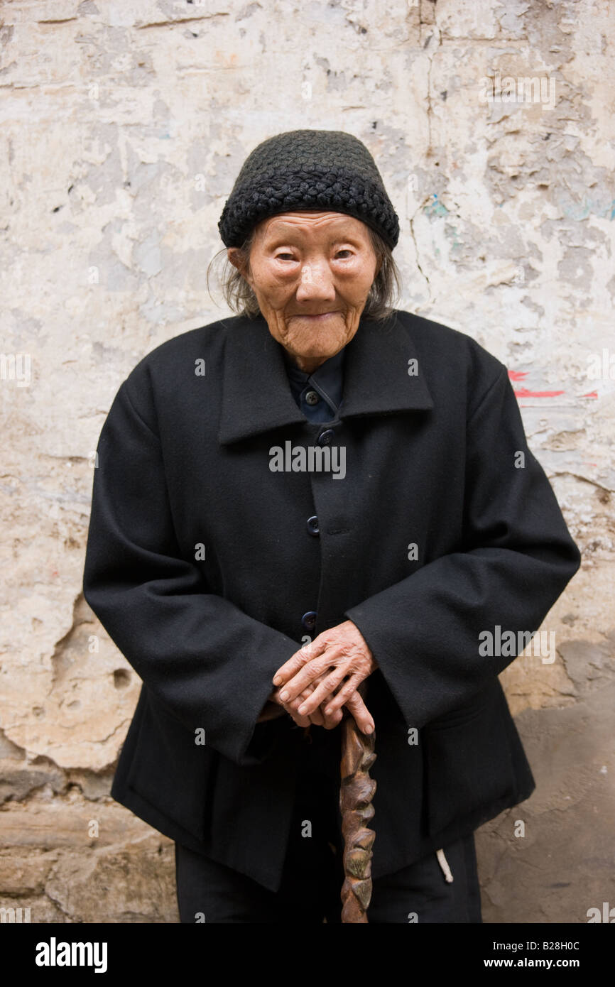 Elderly Chinese woman aged 102 in Fuli Old Town Xingping China Stock ...