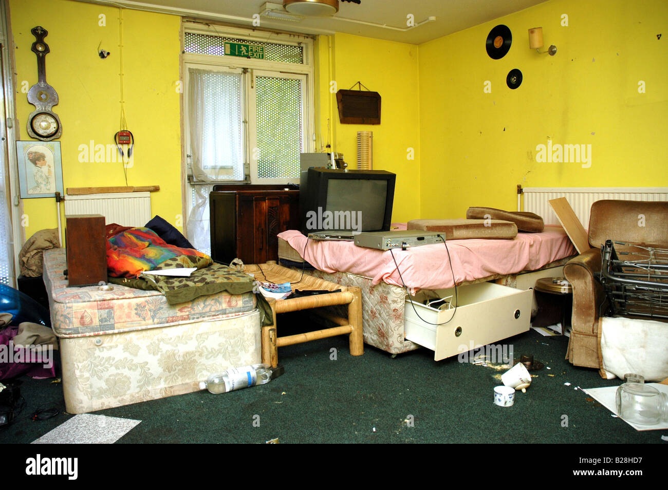 Room where squatters had lived and were evicted, London, UK Stock Photo ...