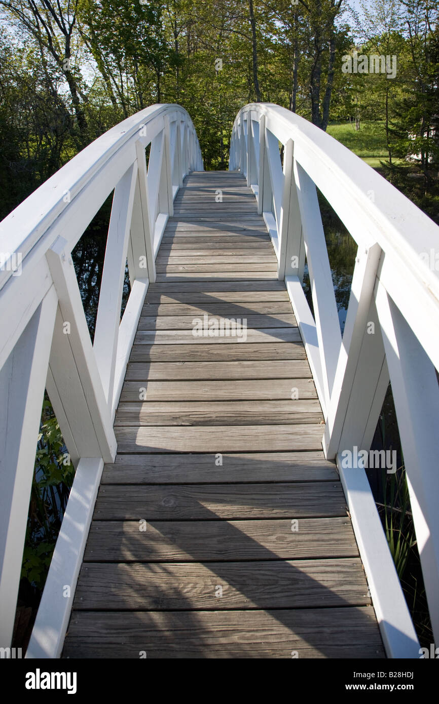 Wooden foot bridge over a pond, Somesville, ME Stock Photo - Alamy