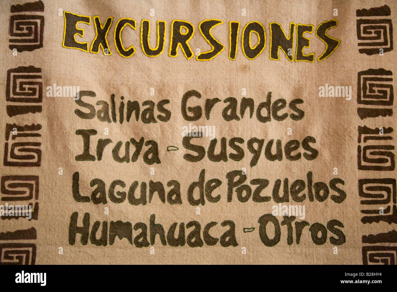 Excursion Sign, Purmamarca, Jujuy Province, Argentina Stock Photo - Alamy