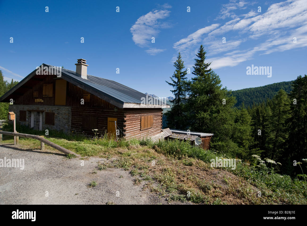 wood chalet in the alps Stock Photo - Alamy