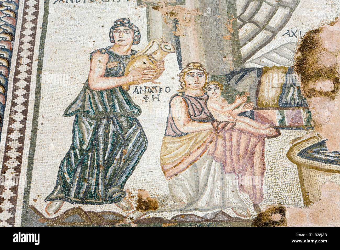 Detail of a mosaic in the House of Theseus, Pafos Mosaics, Nea Pafos ...