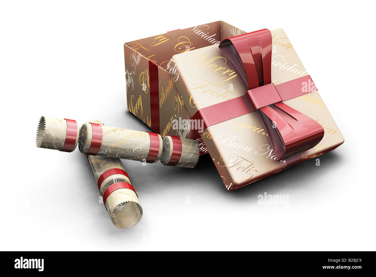 3D render of Christmas crackers and gifts Stock Photo - Alamy