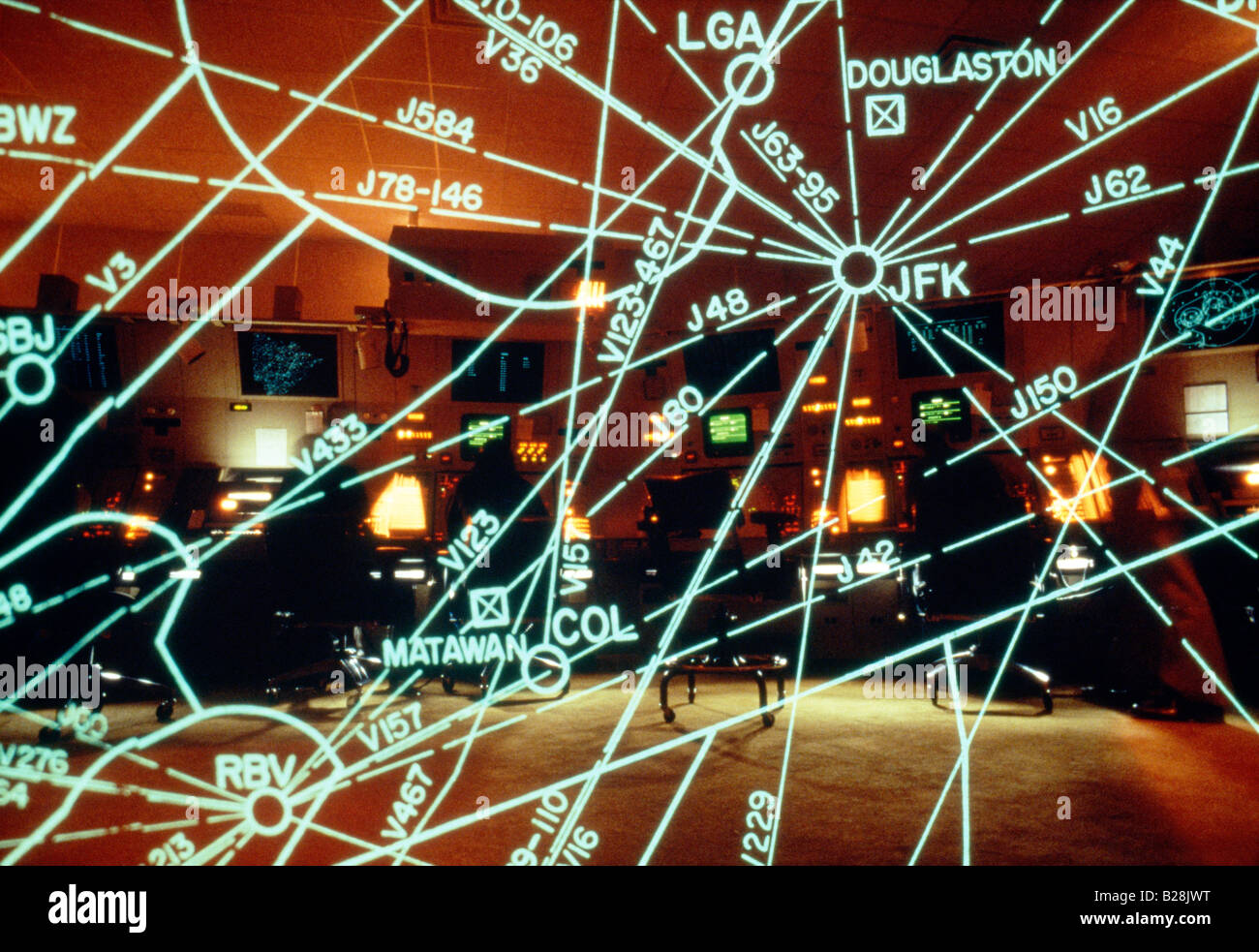 Multiple exposure of the TRACON Air traffic control center, Long Island ...
