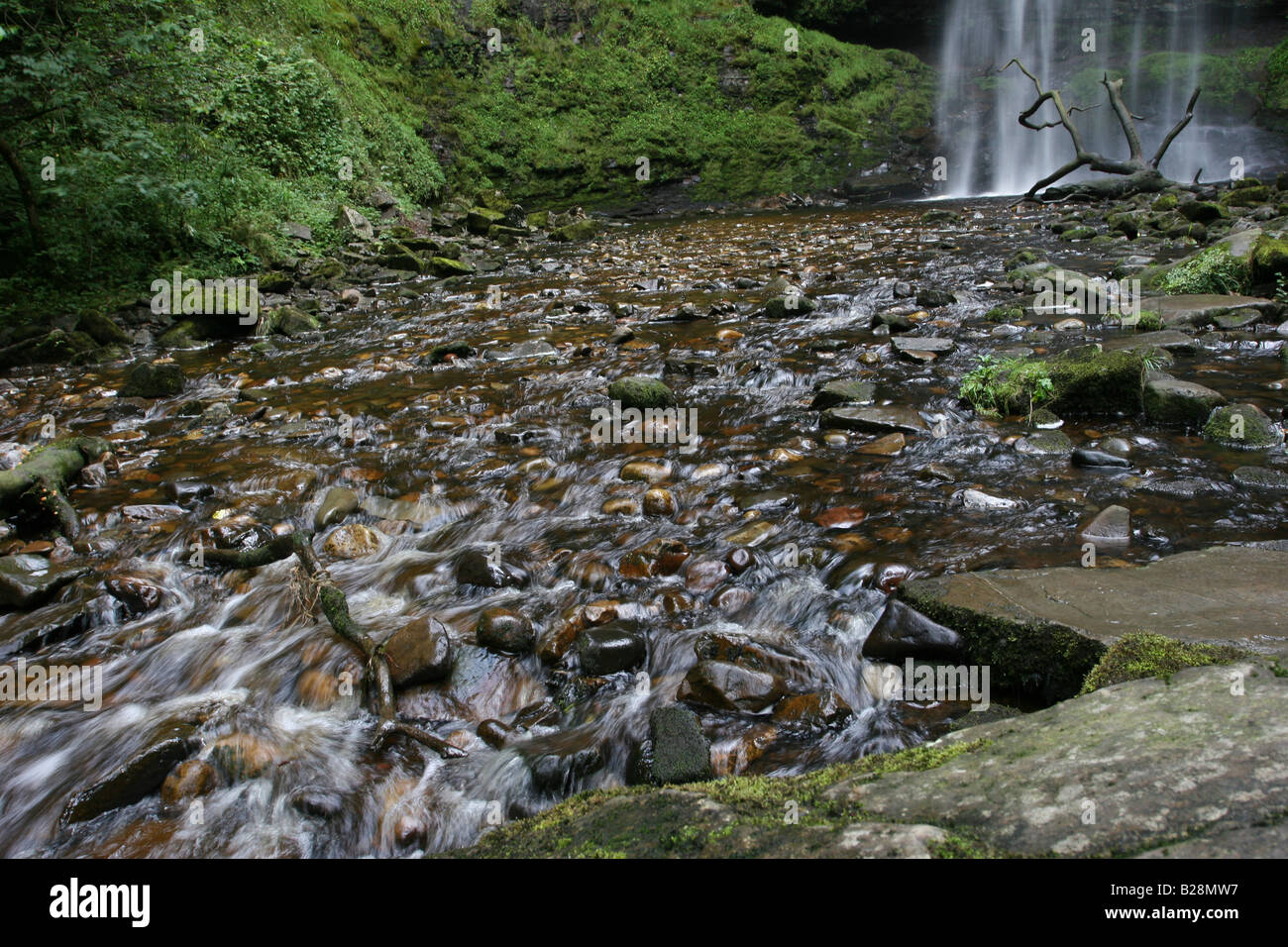 UK Wales Monmouthshire Henrhyd Waterfalls at Brecon Beacons National ...