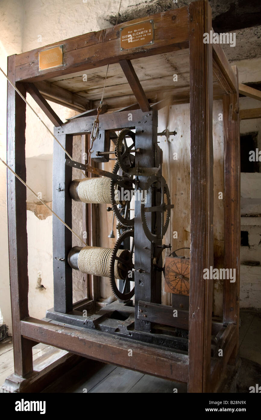 Ancient mechanical clock in Castle Rushen, Castletown. Isle of Man. UK. vertical. 83455 ...