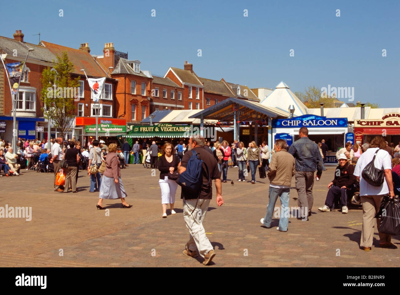 Typical Busy Town Centre and Market Square Scene Great Yarmouth Norfolk ...