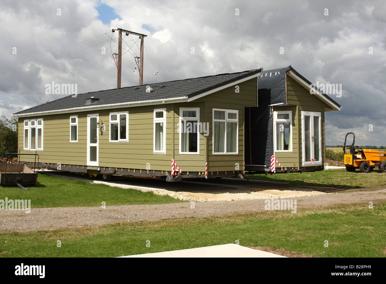 A double unit static holiday home under construction Stock Photo - Alamy