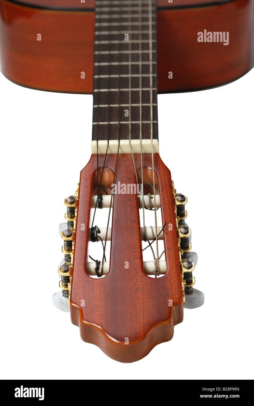 Acoustic six string guitar Covered by a brown varnish Stock Photo - Alamy