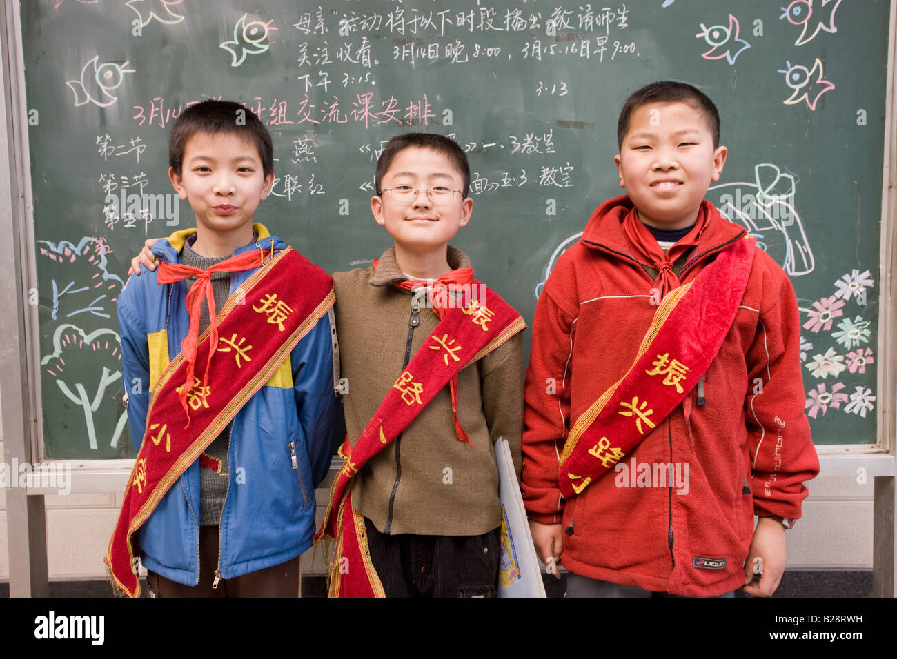 Boys at primary school in Hong Ying Road Xian China has a one child ...