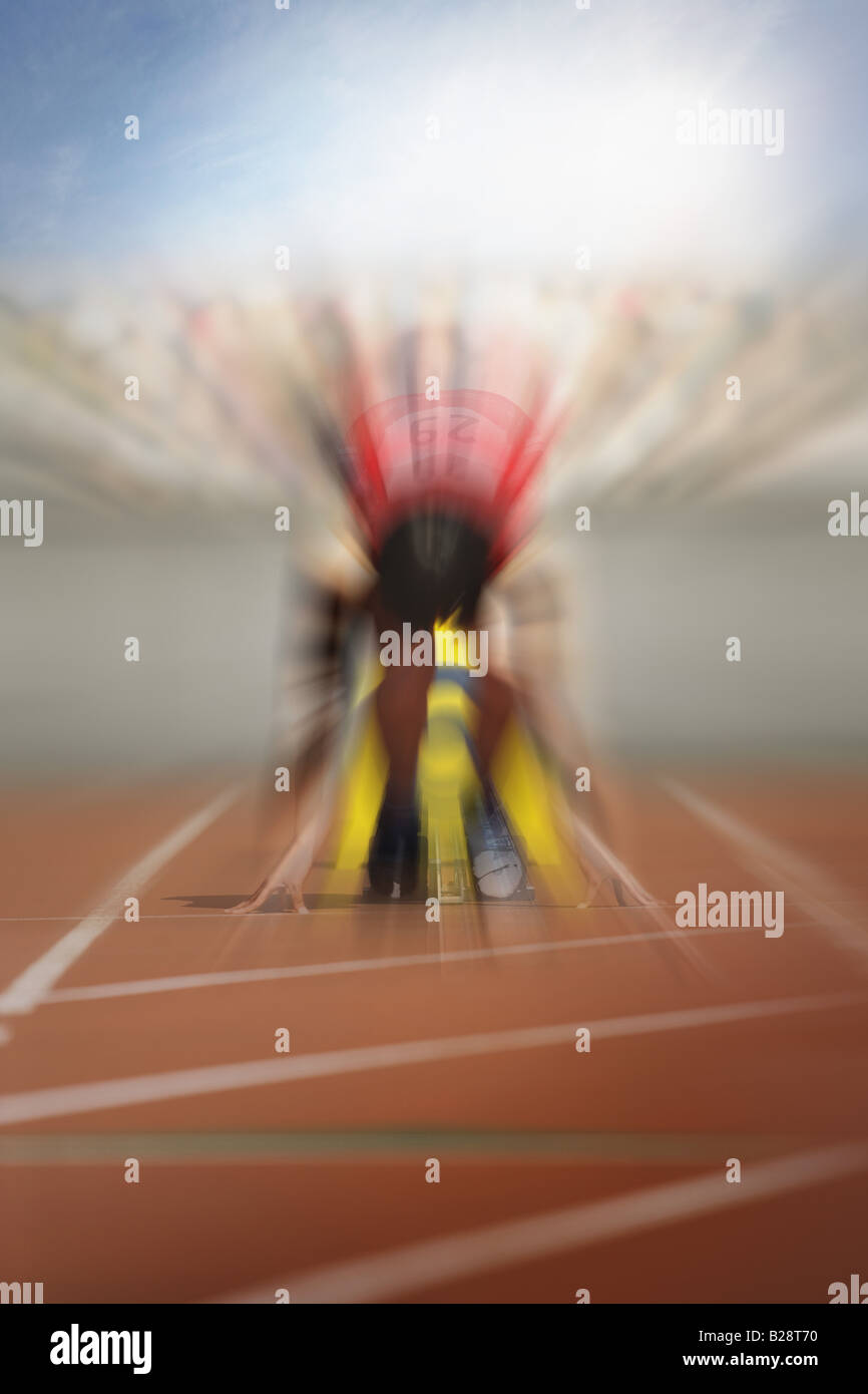 Runner at Starting Line Stock Photo - Alamy