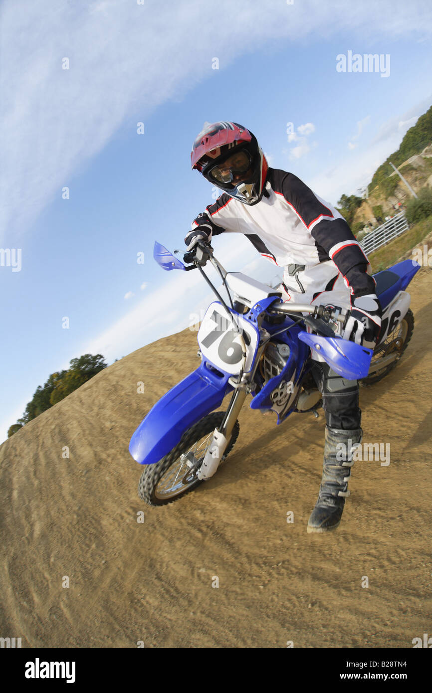 Motocross Rider Turning Stock Photo - Alamy