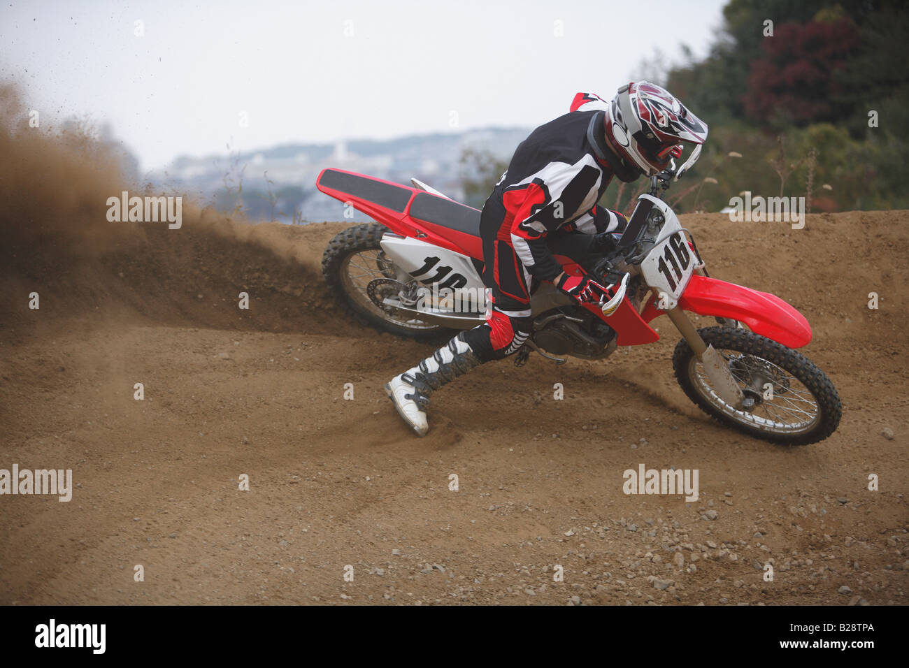 Motocross Rider Turning Stock Photo - Alamy