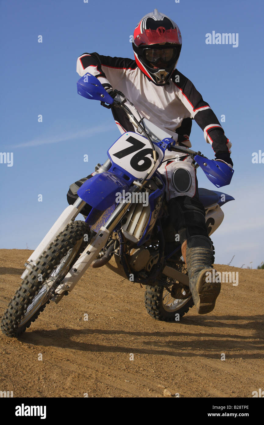Motocross Rider Turning Stock Photo - Alamy