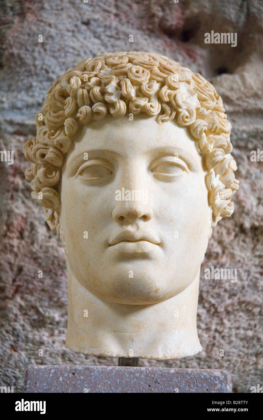 Head of Hermes, Side Museum in the antique city of Side, Mediterranean ...