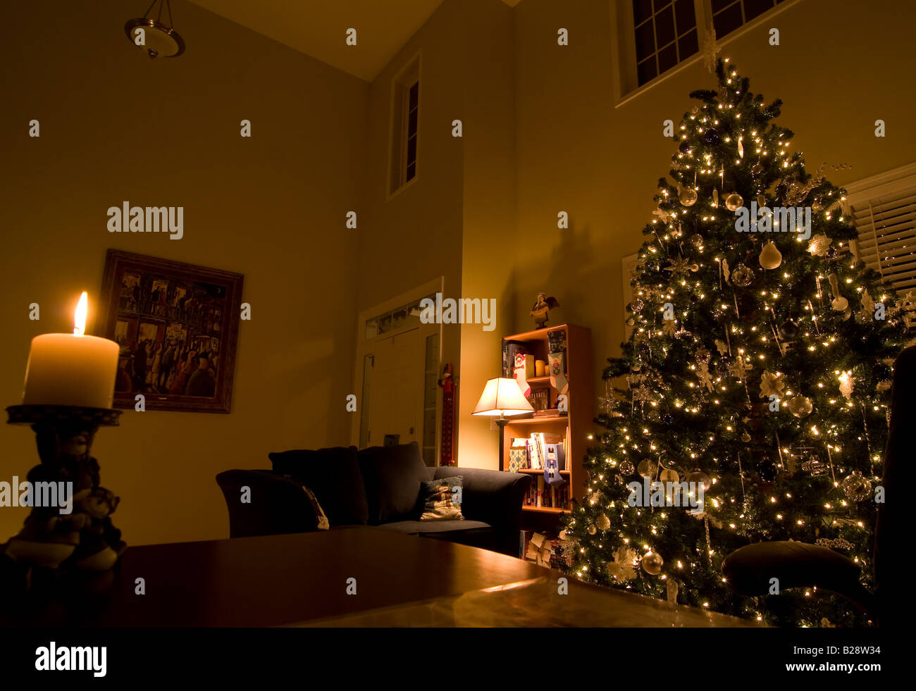 living room with xmas tree Stock Photo - Alamy