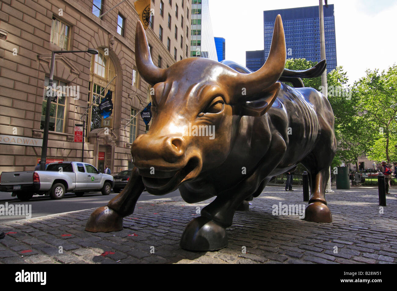 Charging Bull bronze sculpture by Arturo Di Modica in Bowling Green New York City USA Stock ...