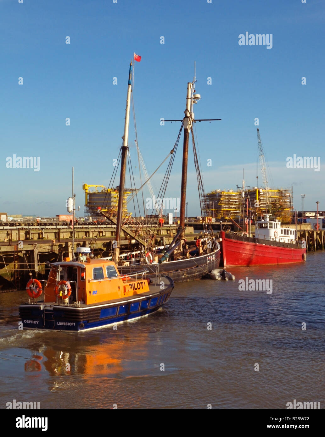 Commercial and Leisure Harbour Scene, Lowestoft, Suffolk, England ...
