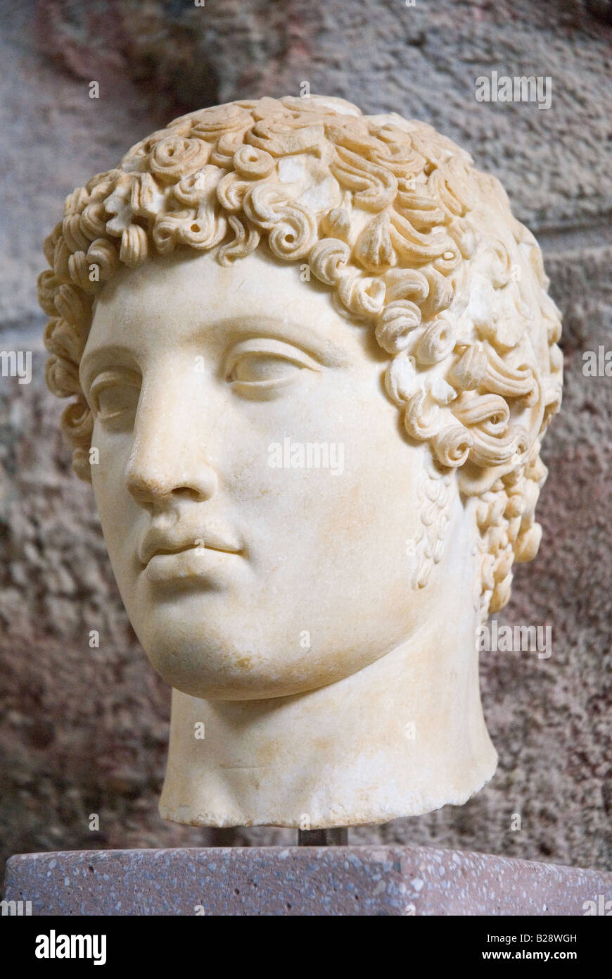 Head of Hermes, Side Museum in the antique city of Side, Mediterranean ...