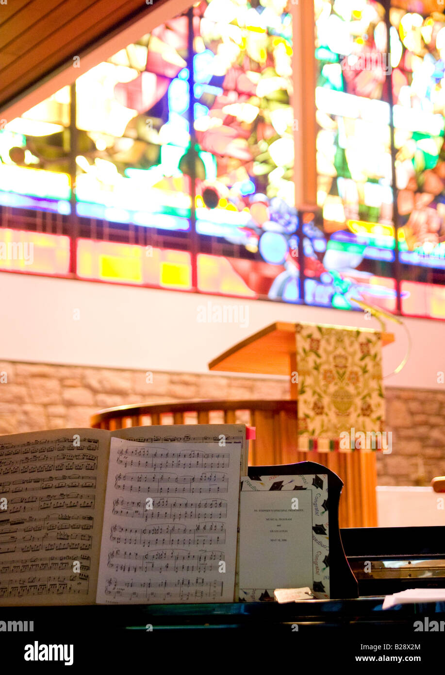 Sheet music at church Stock Photo - Alamy