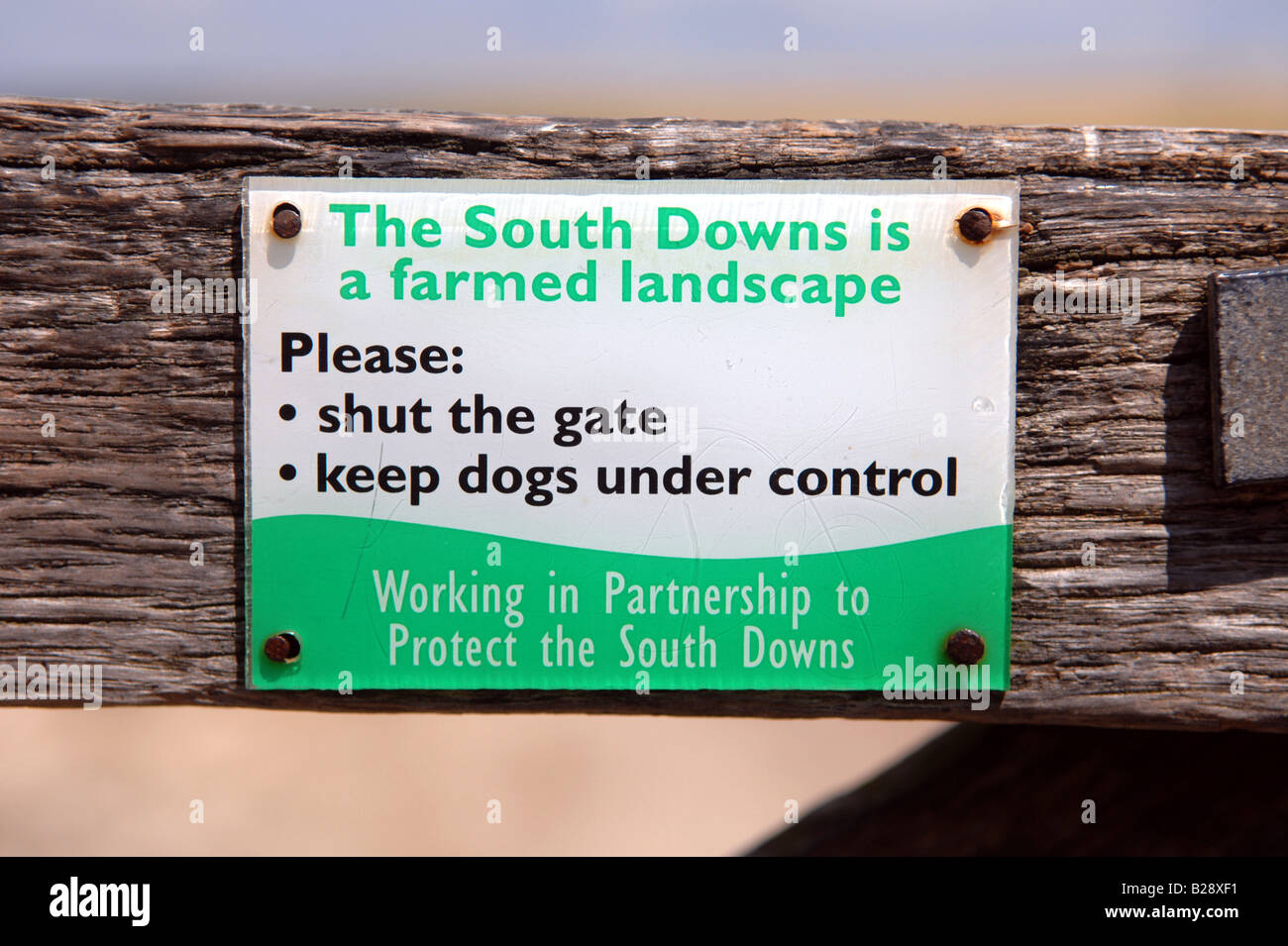 South Downs farmland sign at Cuckmere Haven in the Seven Sisters ...