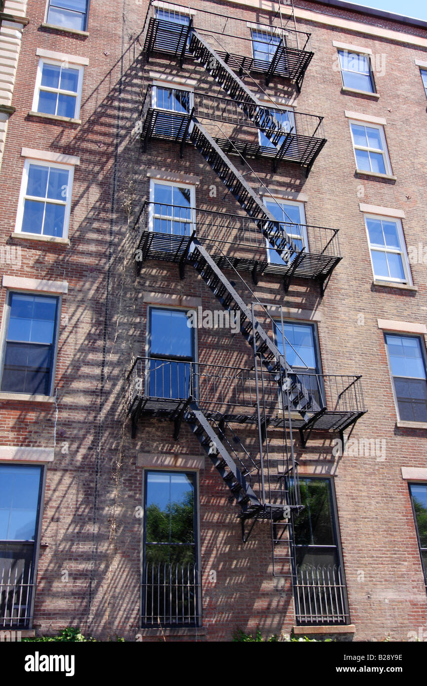 An old building with metallic stairs in Brooklyn - New York City, USA ...