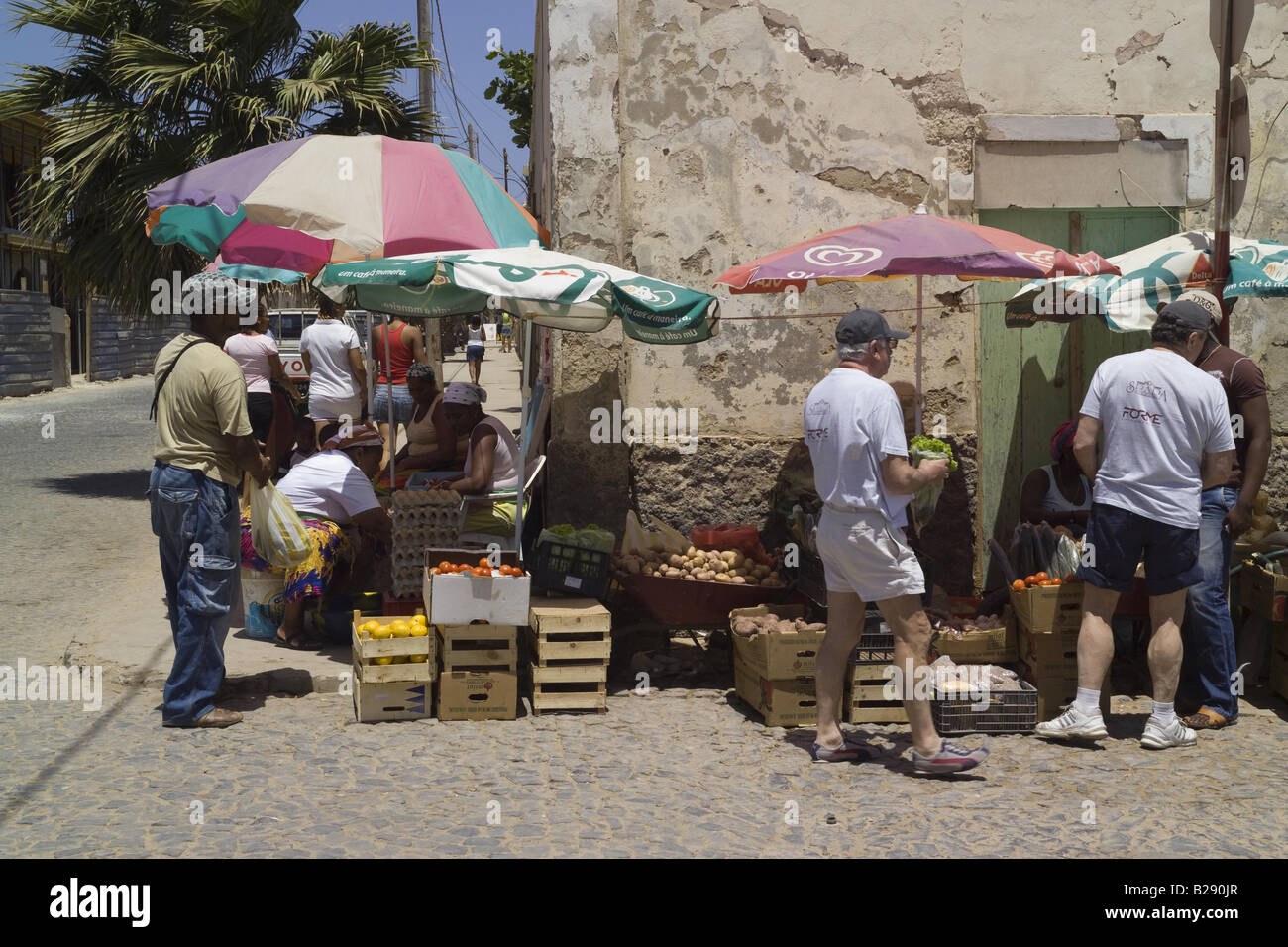 Street market Santa Maria Island of Sal Cape Verde Islands Stock Photo ...