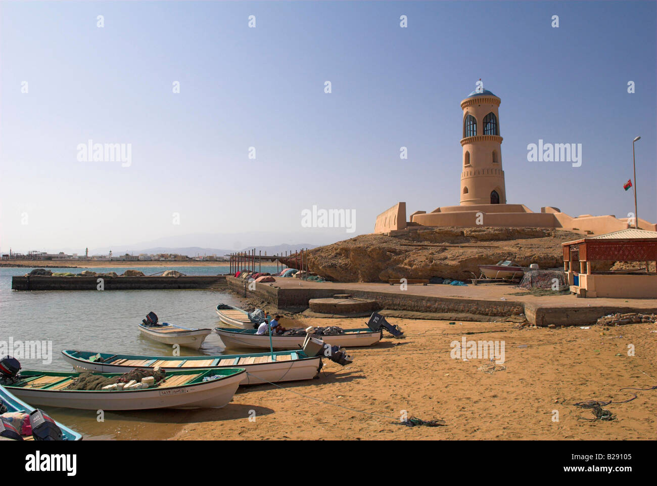 Lighthouse at the fishing village of Al Ayjah near Sur Oman Stock Photo ...
