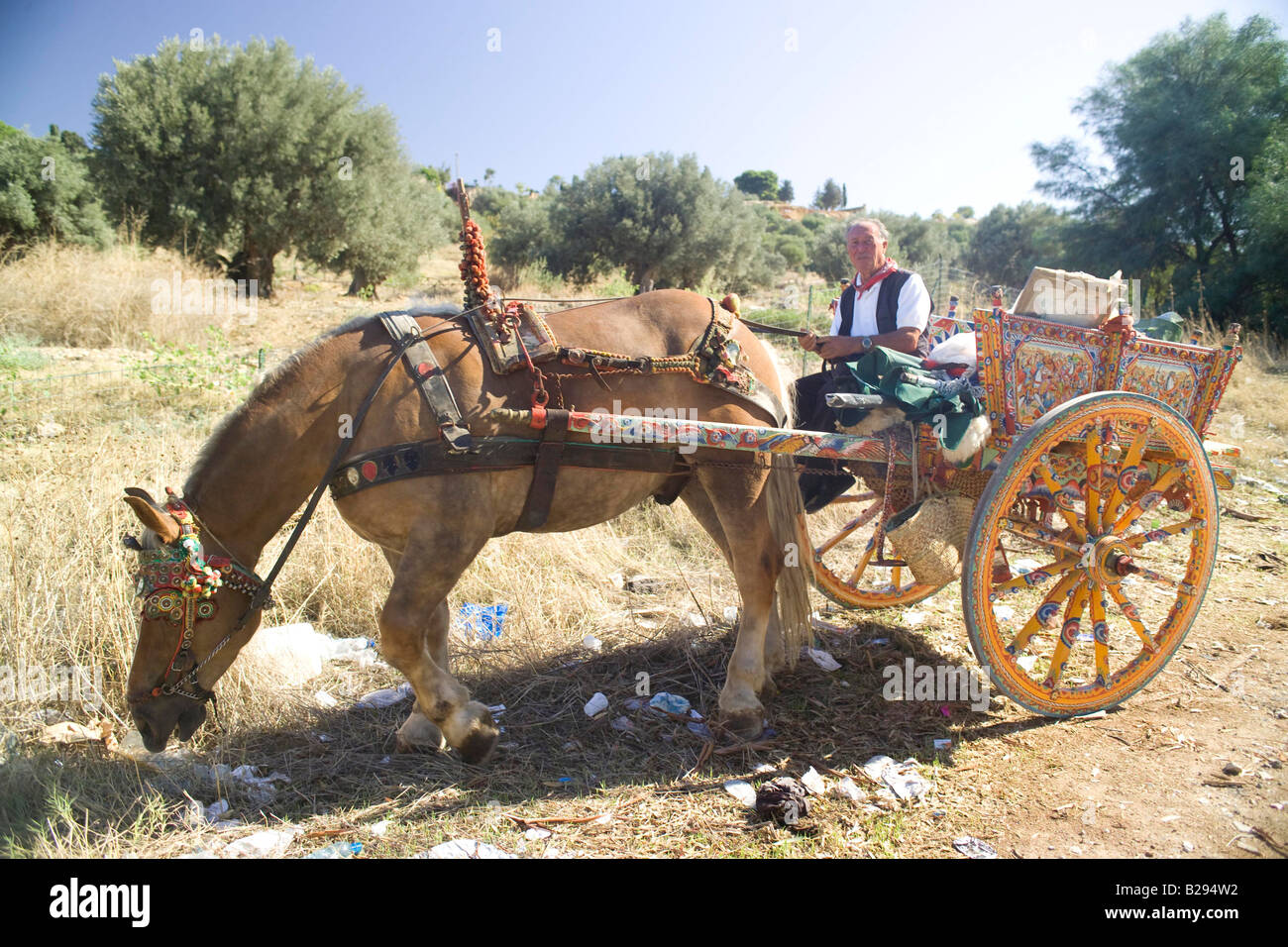Decorated horse and cart Agrigento Sicily Stock Photo - Alamy