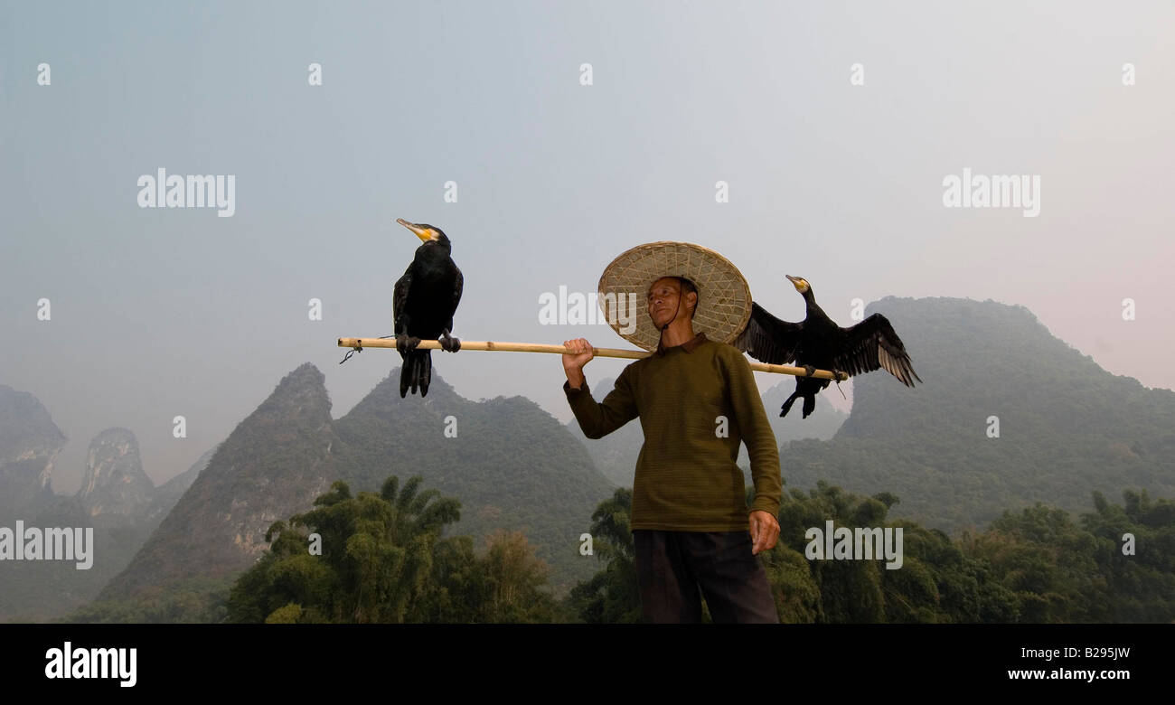 Cormorant fisherman Xin Pin Li River Guangxi S China Stock Photo - Alamy