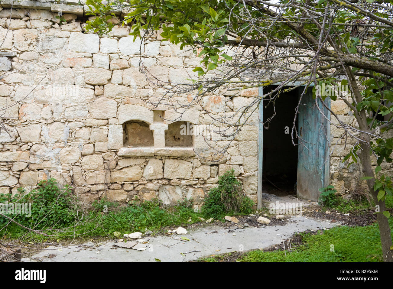 An old outbuilding behind a house in the village of Drouseia, Cyprus ...