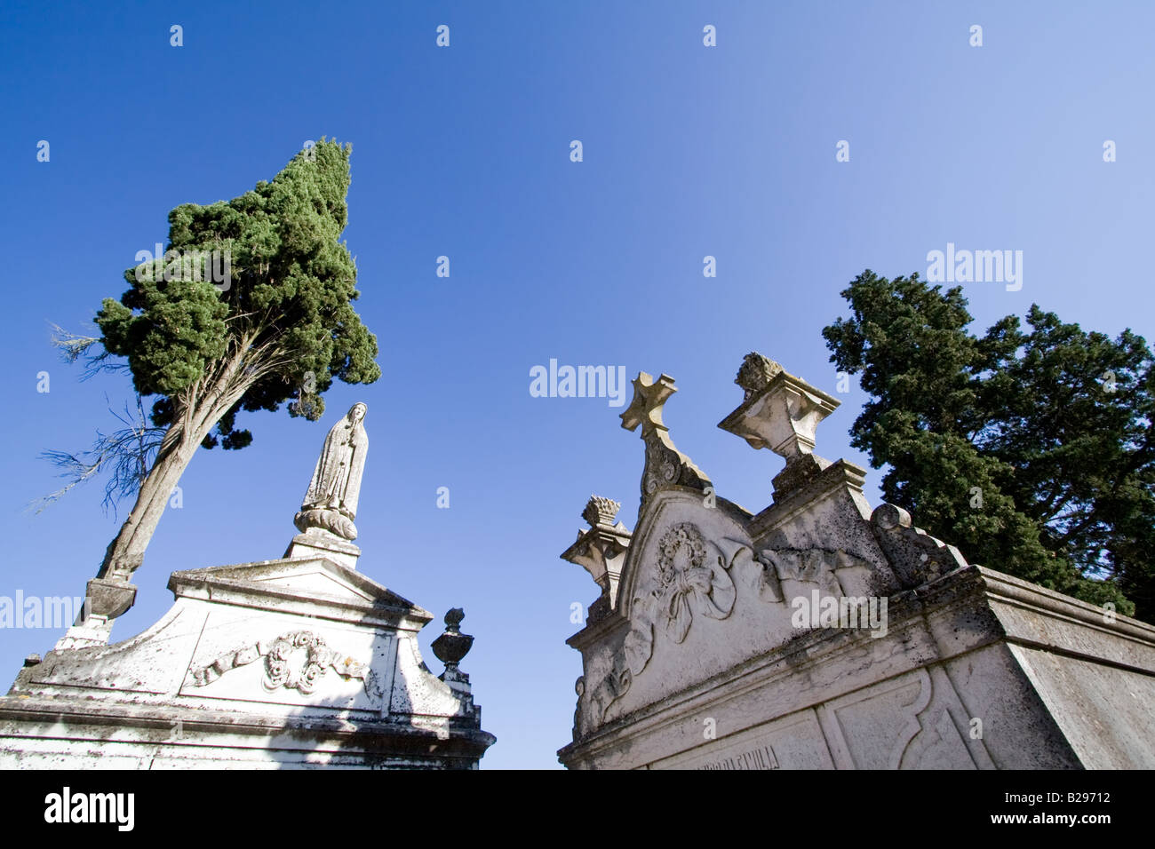 Noble and wealthy people tombs in a typical Catholic cemetery in Crato ...