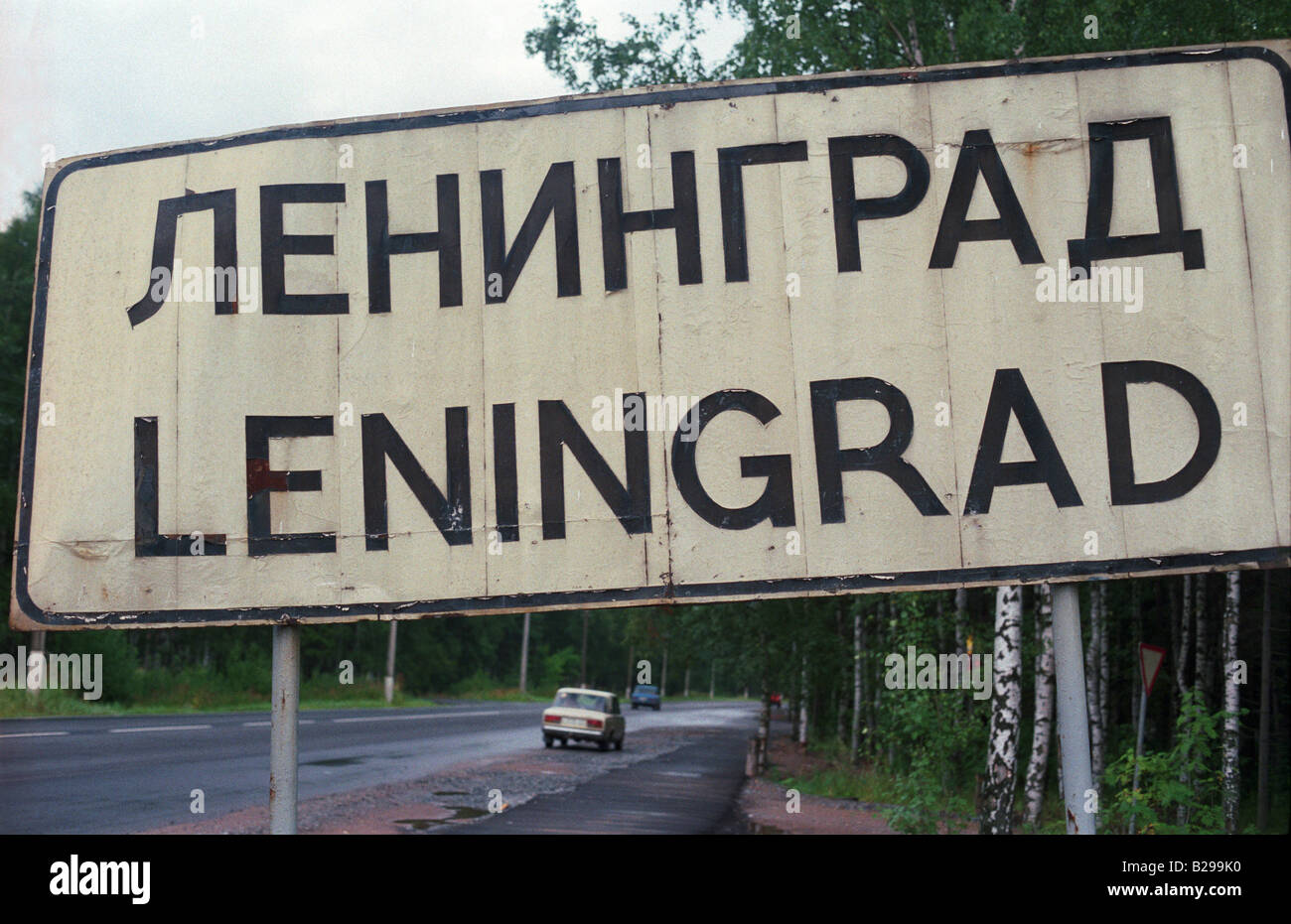 Leningrad (now St Petersburg) city boundary road sign, Russia Stock ...