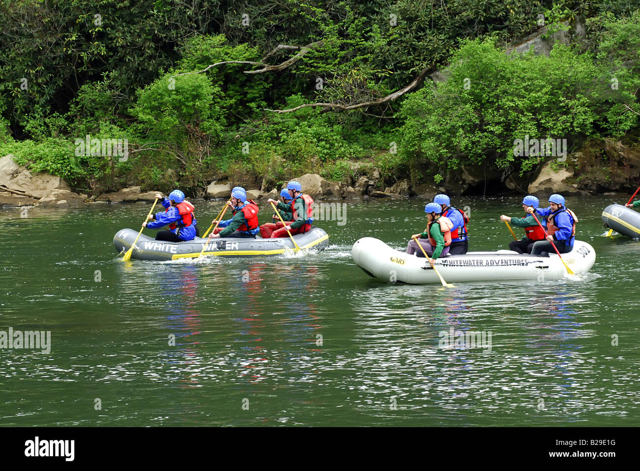 White water rubber rafting in Ohiopyle State park in Pennsylvania Stock ...