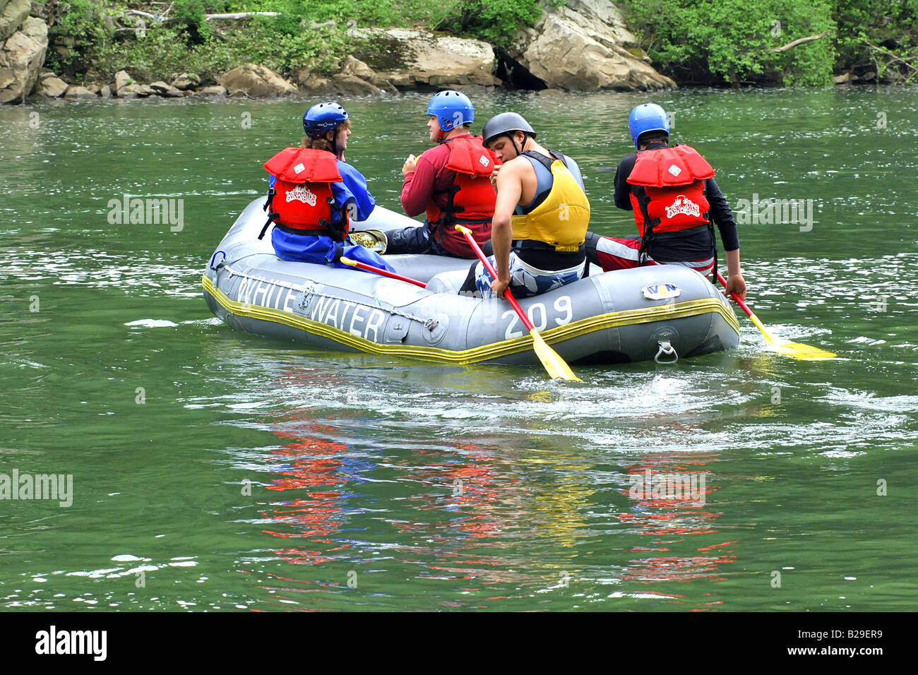 White water rubber rafting in Ohiopyle State park in Pennsylvania Stock ...