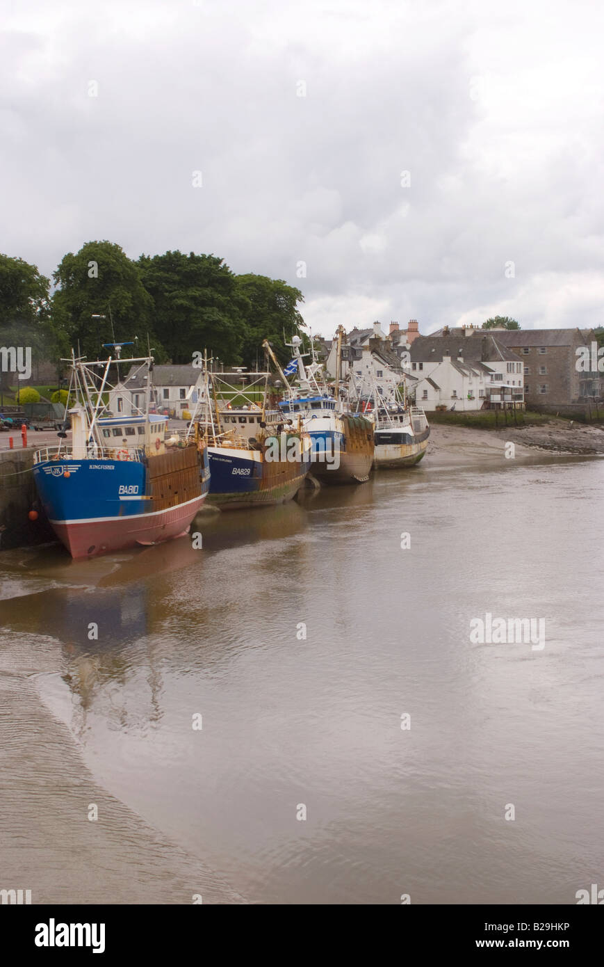 Fishing Boats Docked in Kirkudbright Harbour on River Dee with Tide Out ...