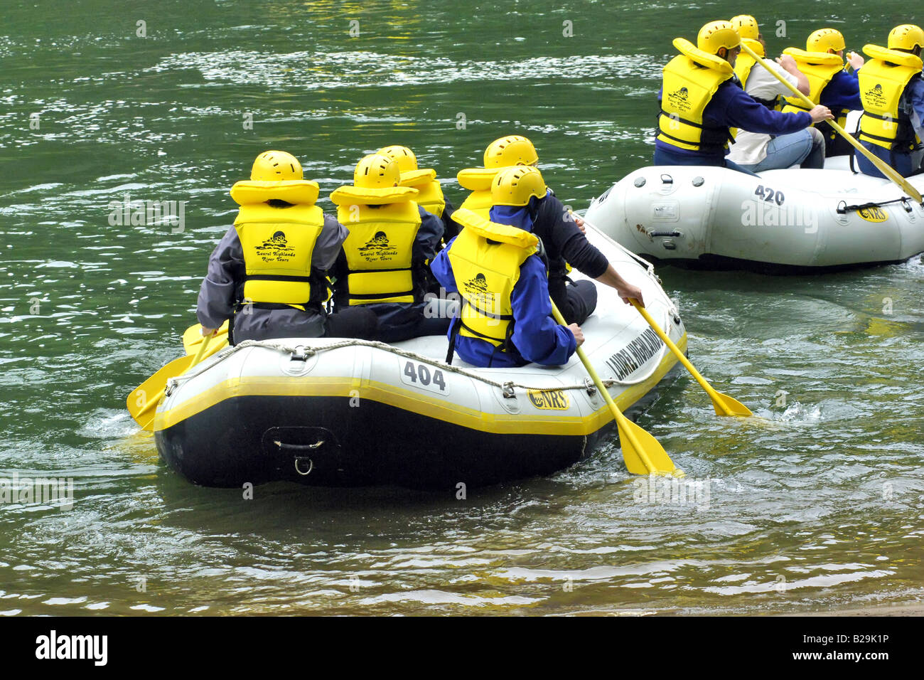 White water rubber rafting in Ohiopyle State park in Pennsylvania Stock ...