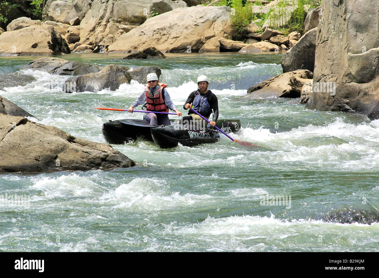 White water rubber rafting in Ohiopyle State park in Pennsylvania Stock ...